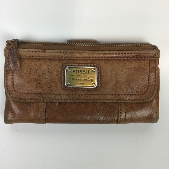 Fossil | Bags | Fossil Rare Long Live Vintage 954 Bifold Brown Lamb ...